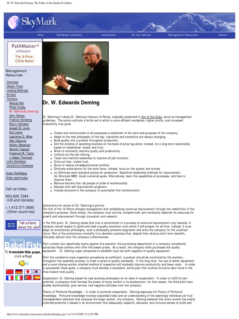Dr. W. Edwards Deming - The Father of The Quality Evolution | PDF ...