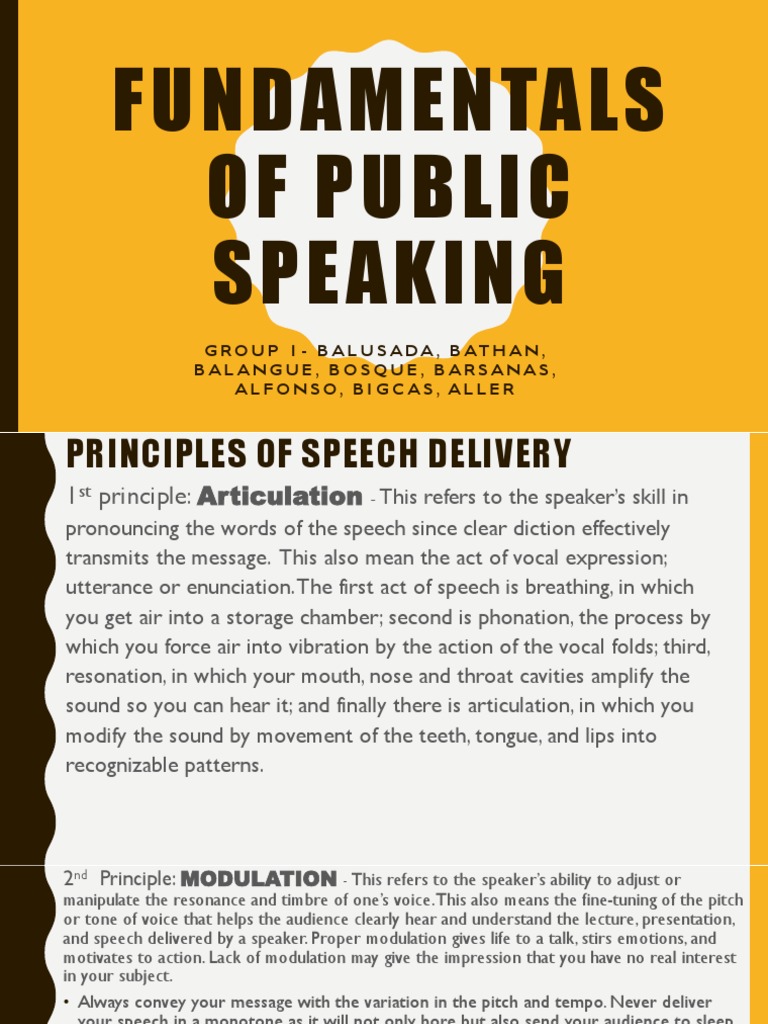 Fundamentals of Public Speaking | PDF | Gesture | Human Voice