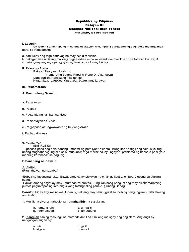 Lesson Plan Realismo | PDF