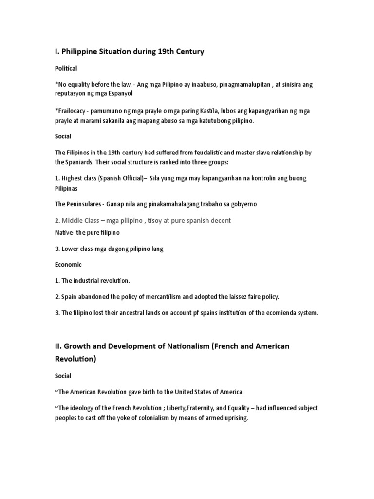 Matrix of Rizal's World in The 19th Century | PDF | Industrial ...