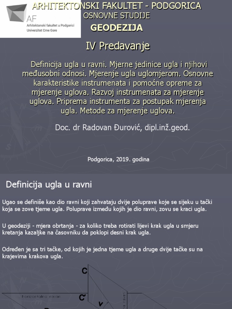 Četvrto Predavanje - Geodezija - Arhitektura | PDF