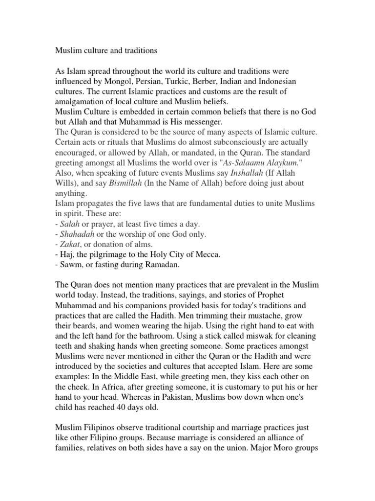 Muslim Culture and Traditions | PDF | Hadith | Muhammad