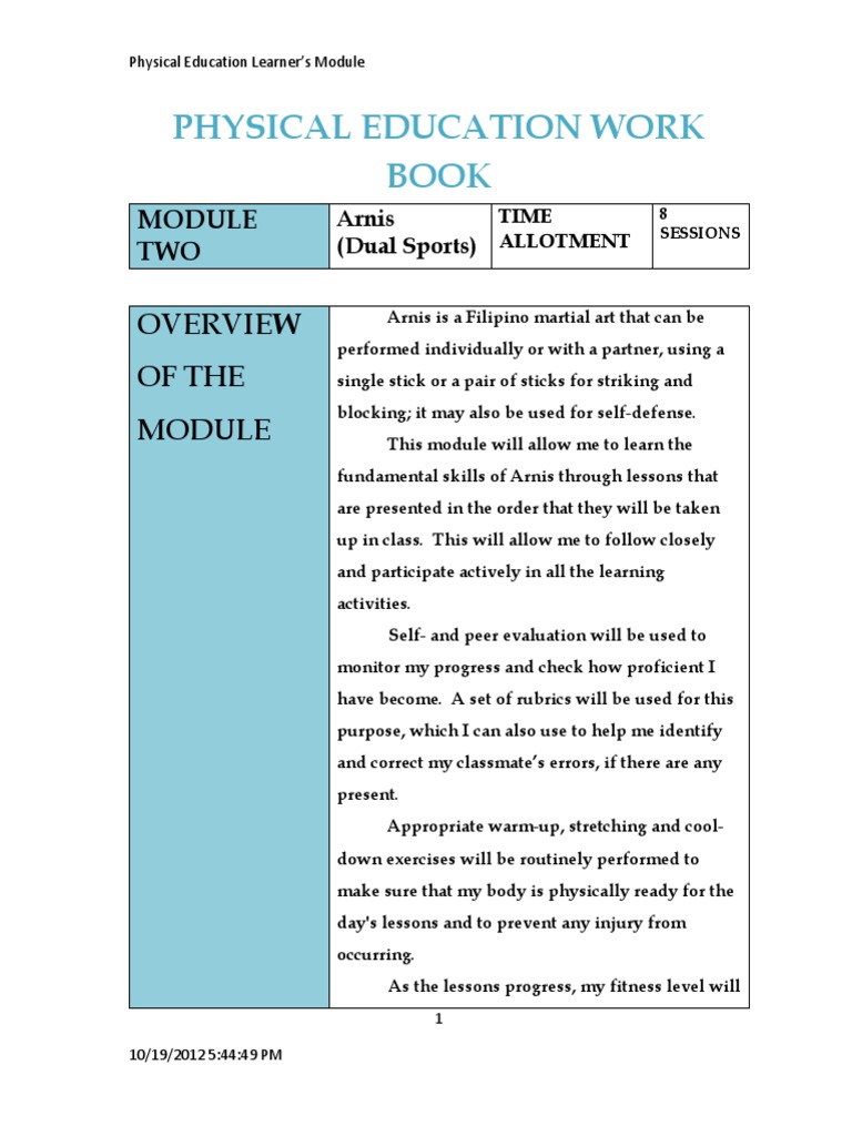 Physical Education Work Book: of The | PDF | Heart Rate | Physical Fitness