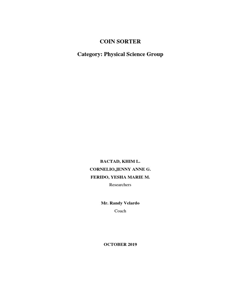 RESEARCH PAPER Coin Sorter | PDF | Peso | Coins