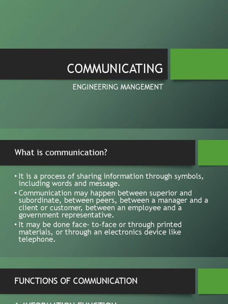 Communicating: Engineering Mangement | Download Free PDF ...