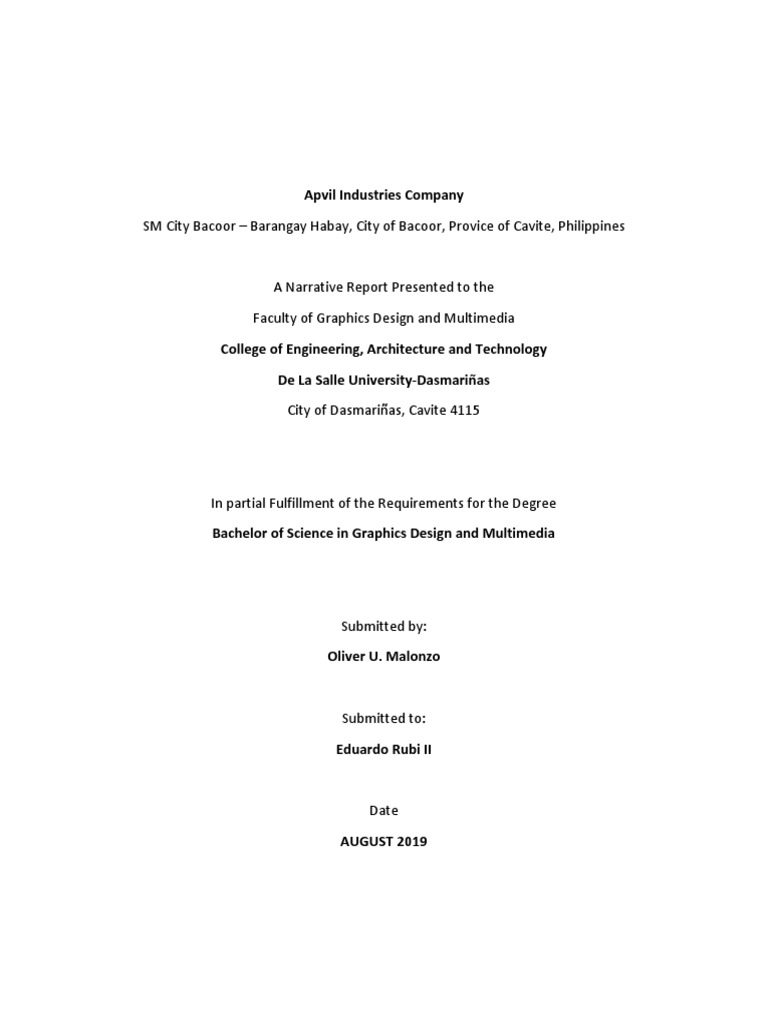 Apvil Graphics & Sign OJT Report | PDF | Page Layout | Design