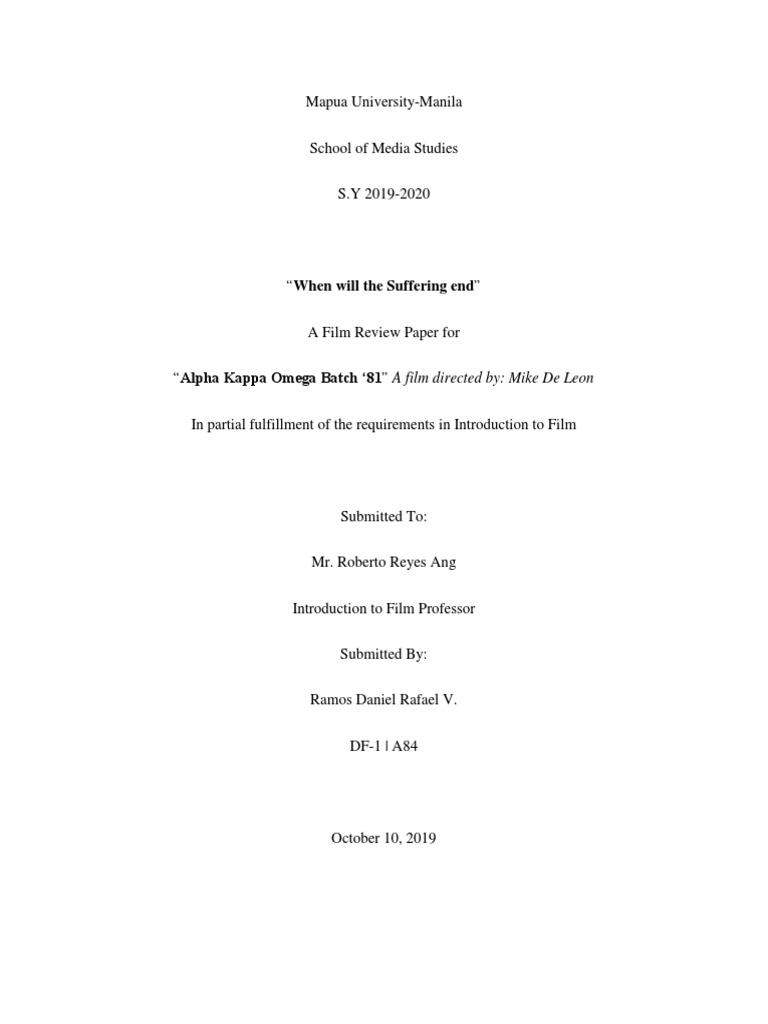 Batch 81' Review | PDF | Cinematography