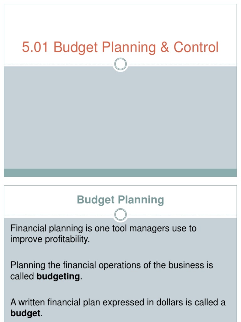 Budget Planning and Control Guide | PDF | Expense | Budget