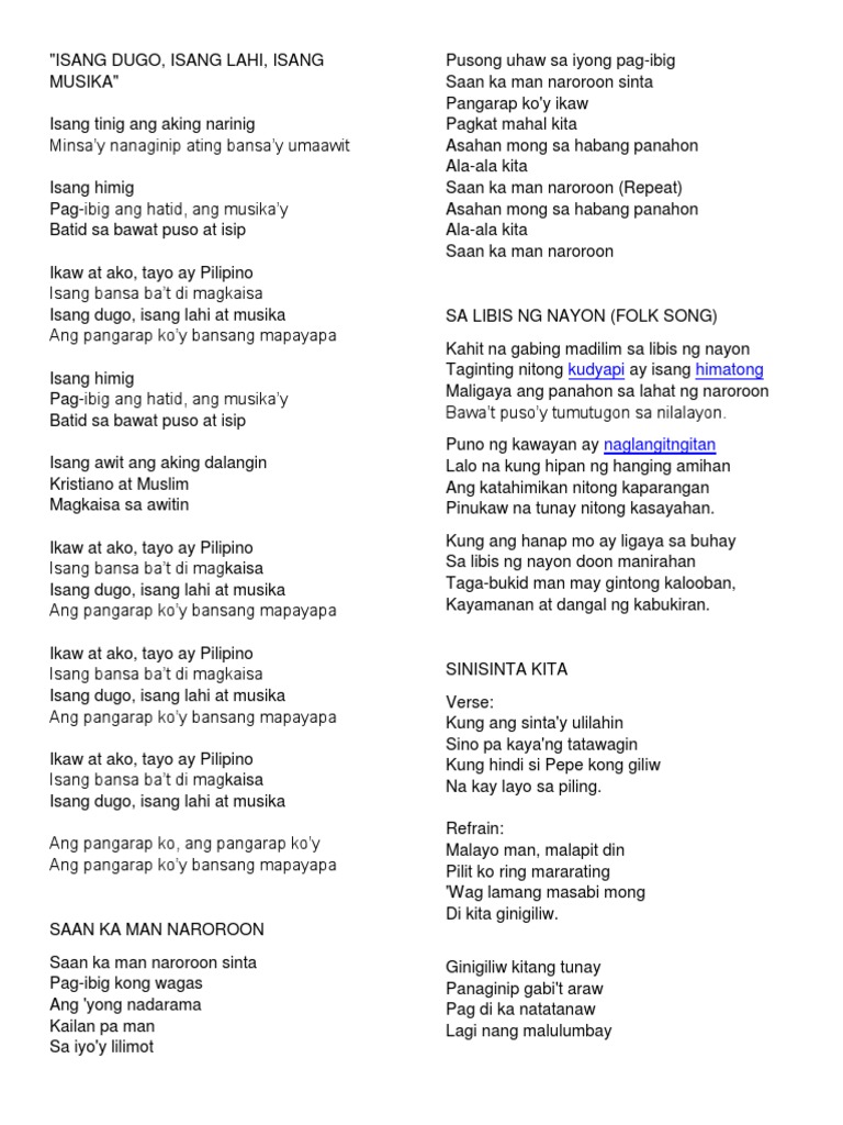 Song Lyrics (Kundiman) | PDF
