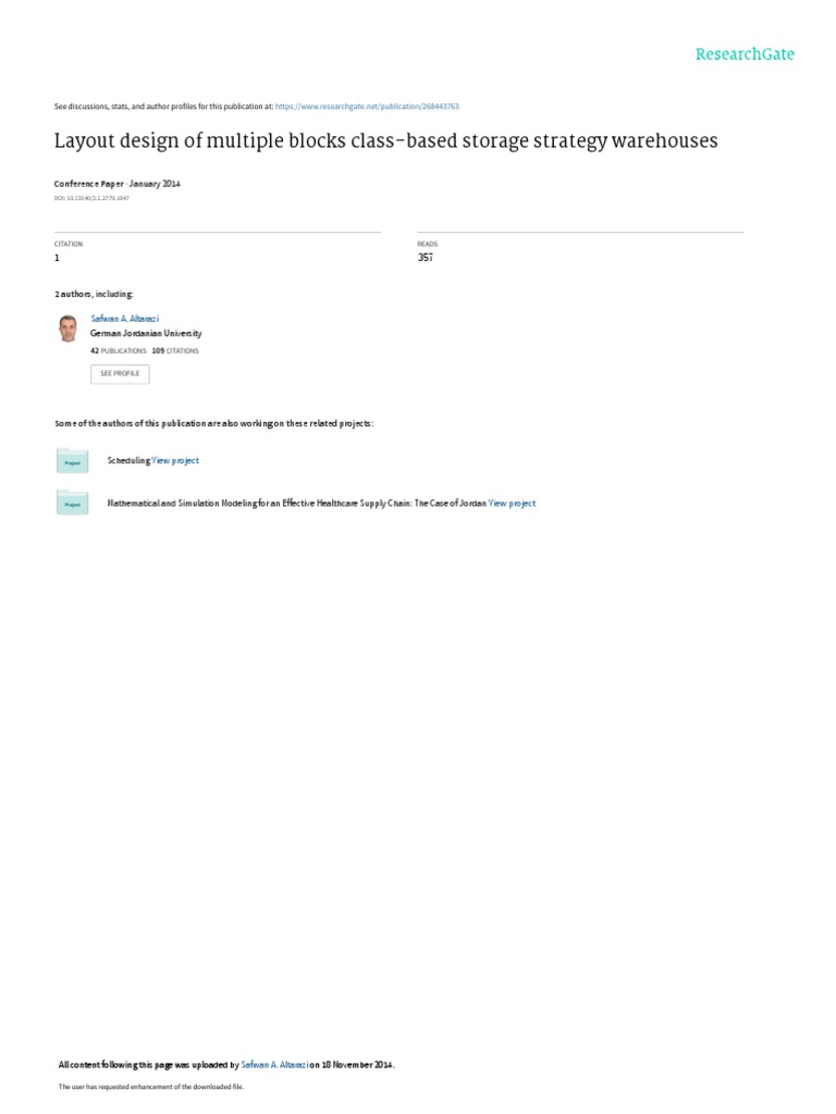 Layout Design of Multiple Blocks Class-Based Storage Strategy Warehouses | PDF | Agent Based ...