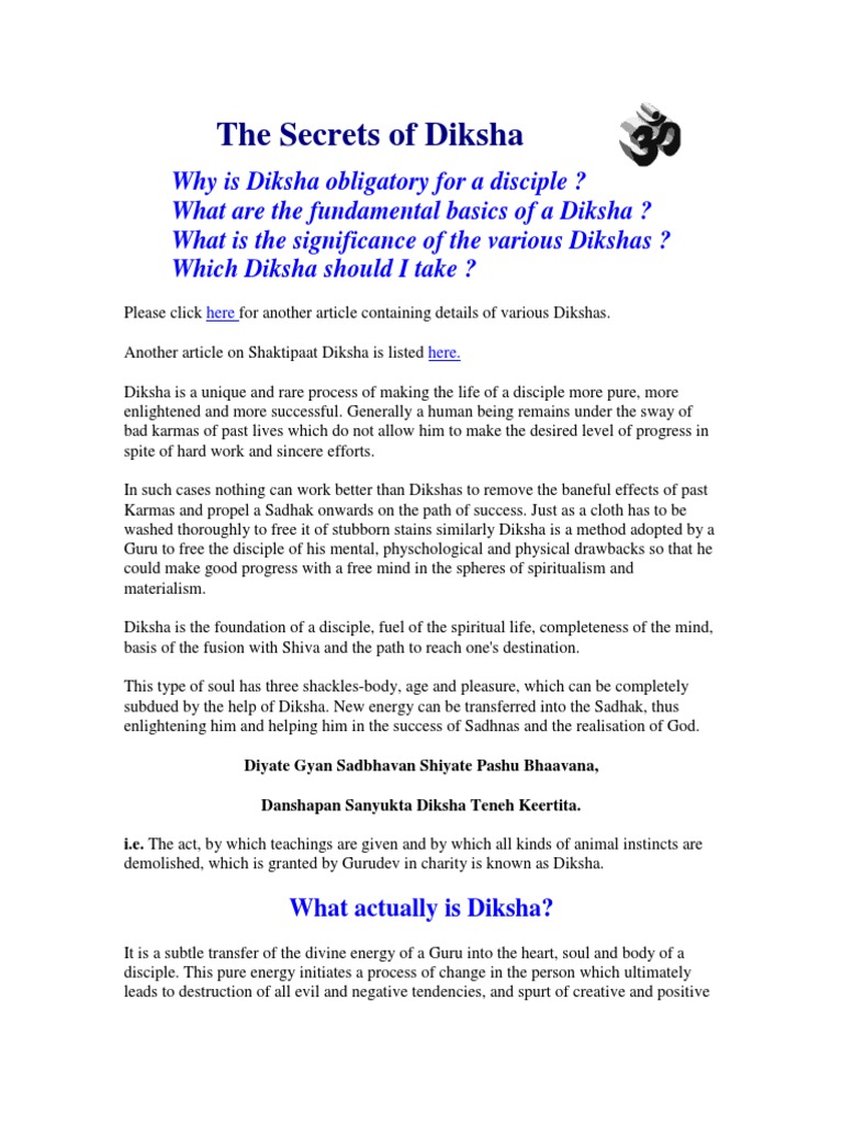 Types of Diksha | PDF | Guru | Mantra