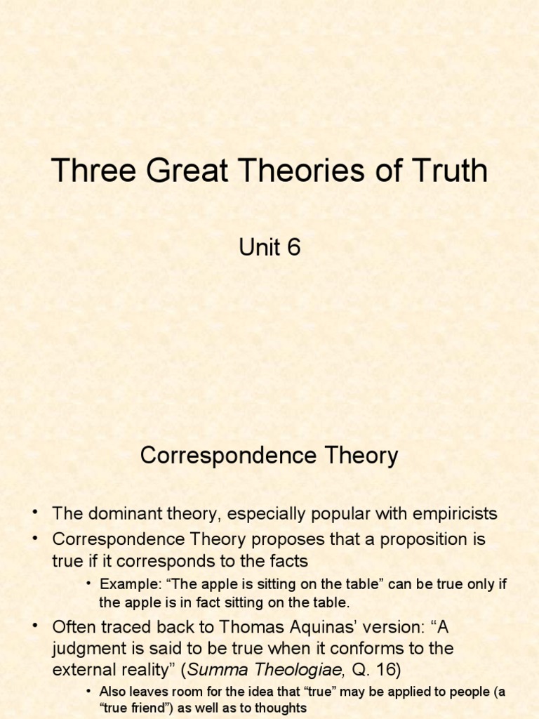 Theories of Truth PDF | PDF | Truth | Correspondence Theory Of Truth