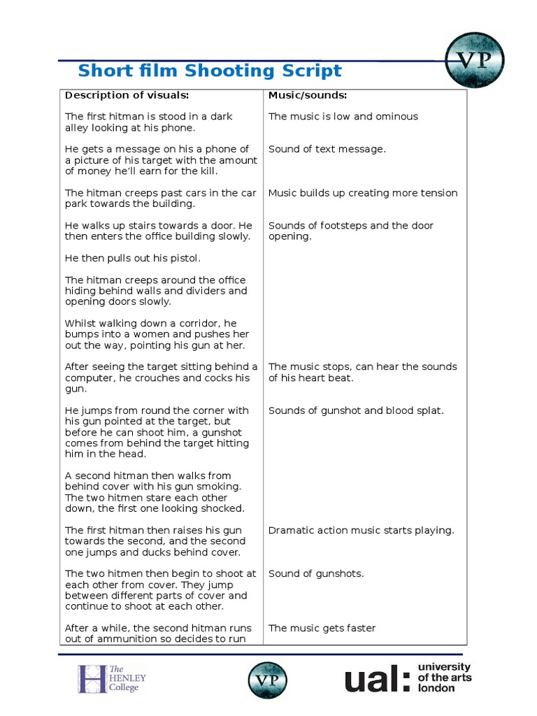 Short Film Shooting Script | PDF | Violence | Leisure