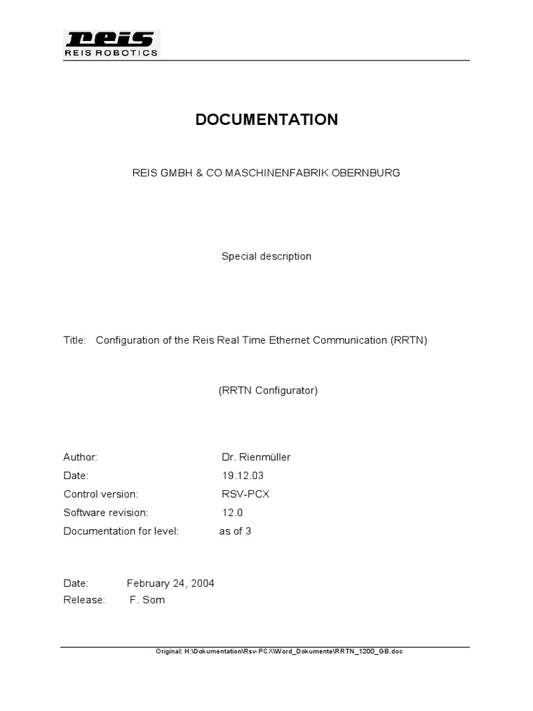 Documentation: Original: H:/Dokumentation/Rsv-PCX/Word - Dokumente/RRTN ...