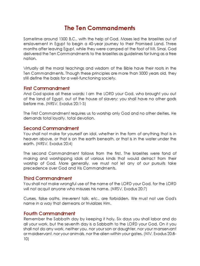 The Ten Commandments | PDF | Ten Commandments | Shabbat