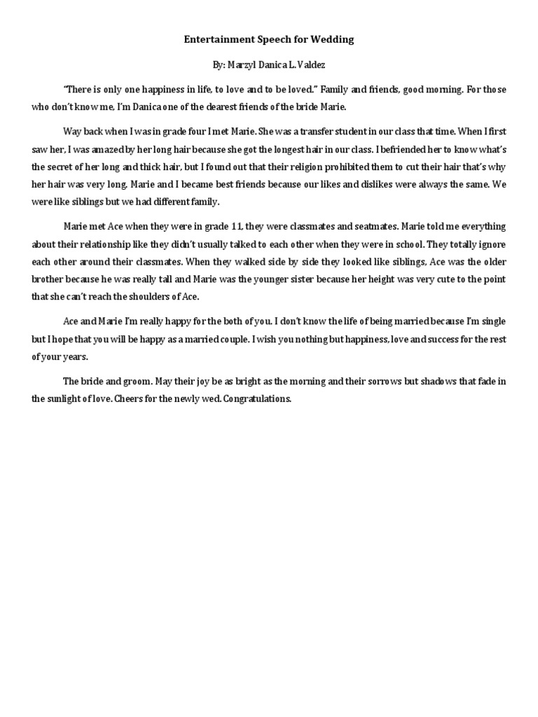 Entertainment Speech | PDF | Wellness