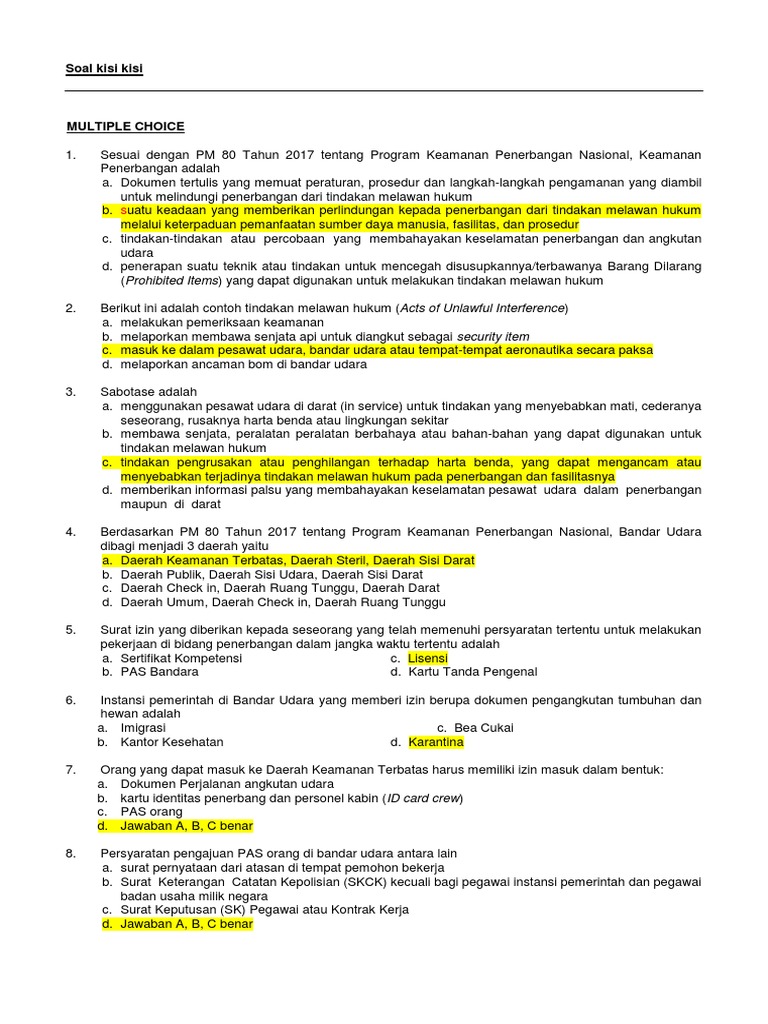 Soal Basic Avsec 2018 | PDF