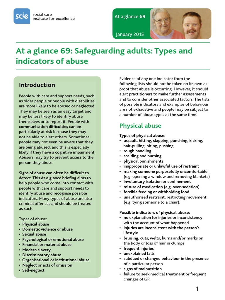 Ataglance69 Adult Safeguarding Types and Indicators of Abuse | PDF ...