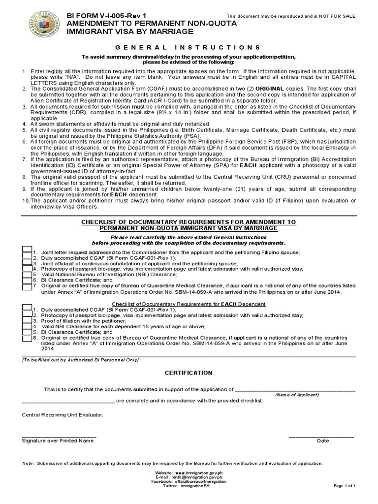 Bi Form V I 005 Rev 1.1 | PDF | Travel Visa | Identity Document