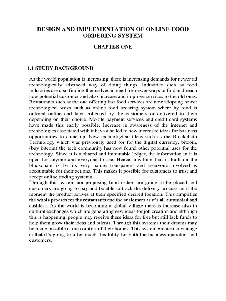 Design and Implementation of Online Food Ordering System | PDF ...