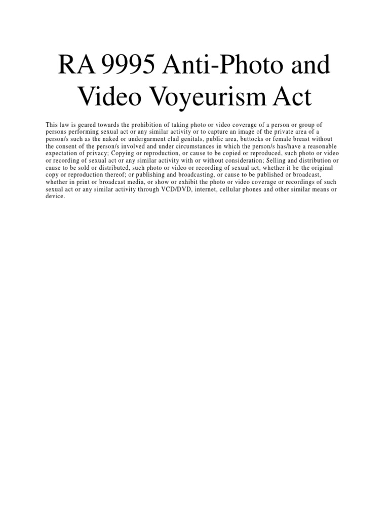 RA 9995 Anti-Photo and Video Voyeurism Act | PDF