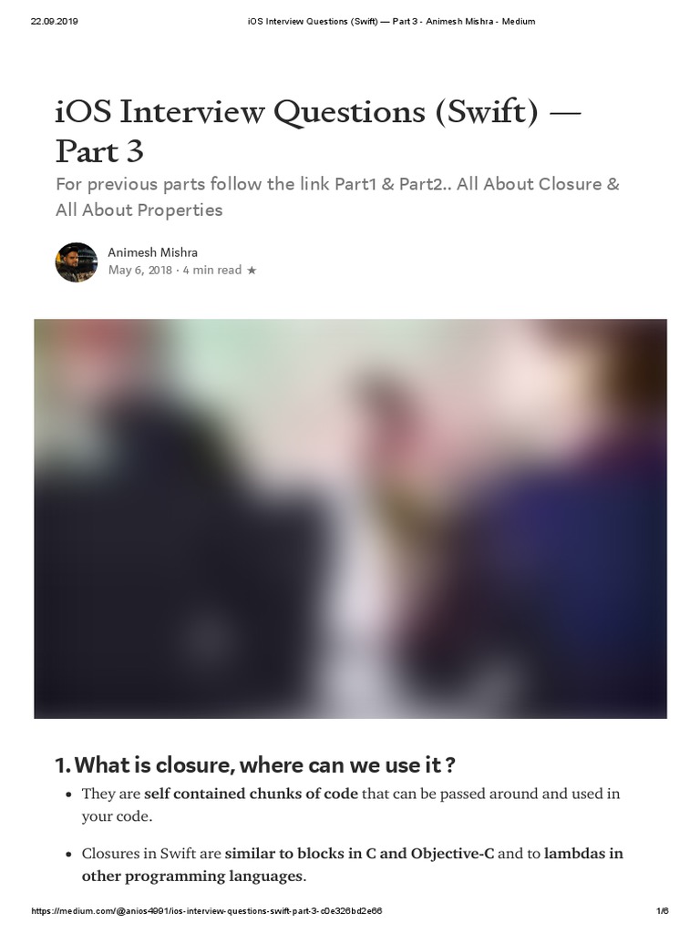 Ios Interview Questions Swift Part 3 Animesh Mishra Medium Pdf Swift Programming