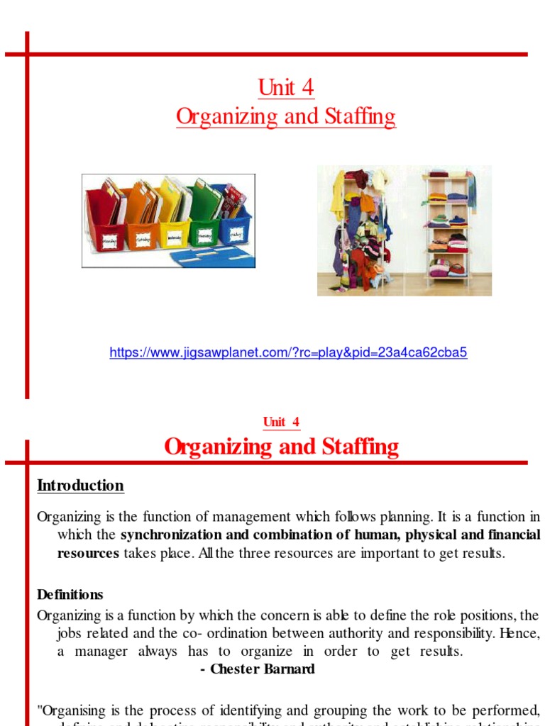 Unit 4 - Organizing and Staffing | PDF | Human Resources ...