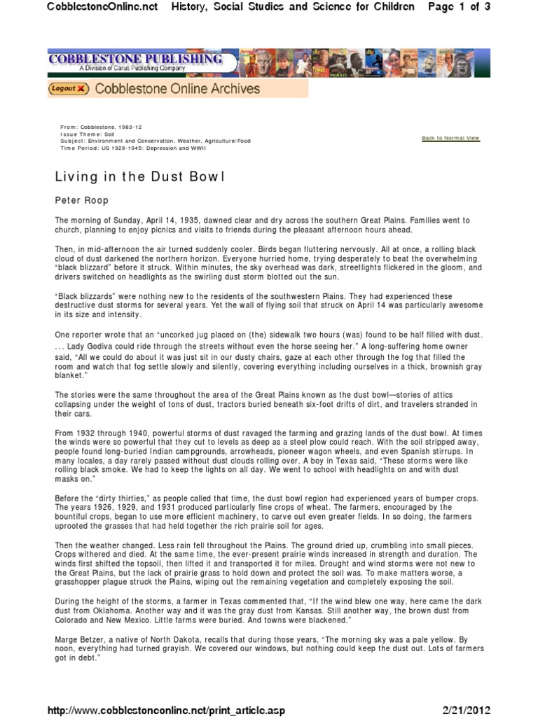 Living in The Dust Bowl | PDF | Dust Bowl | Land Management