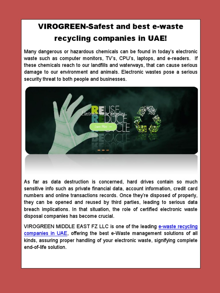 VIROGREEN-Safest and Best E-Waste Recycling Companies in UAE! | PDF ...