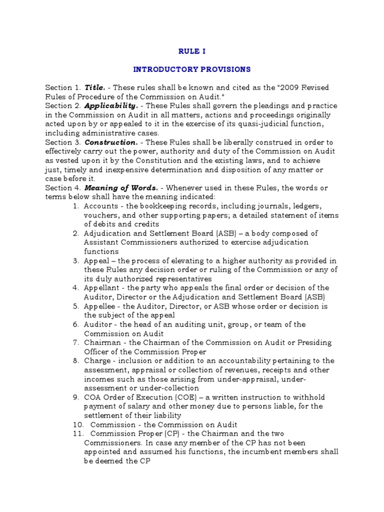2009 COA Revised Rules Overview | PDF | Government Agencies | Audit