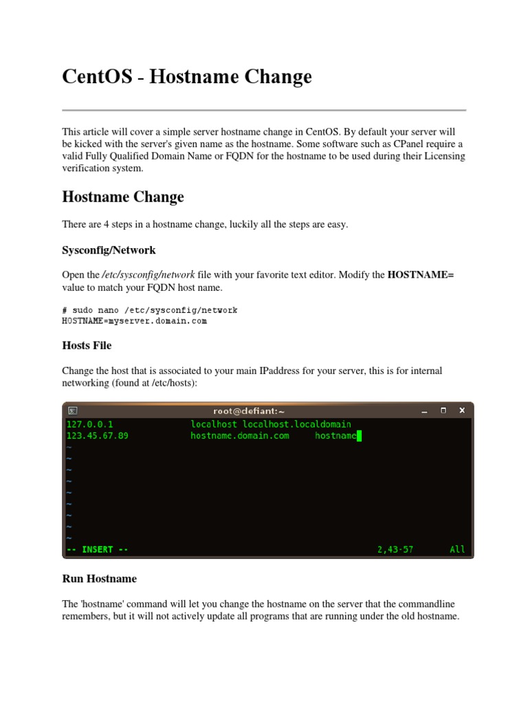 Change Hostname in Linux | PDF