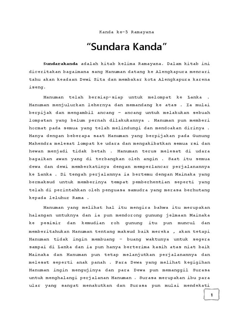 Ringkasan Kisah Sundara Kanda | PDF