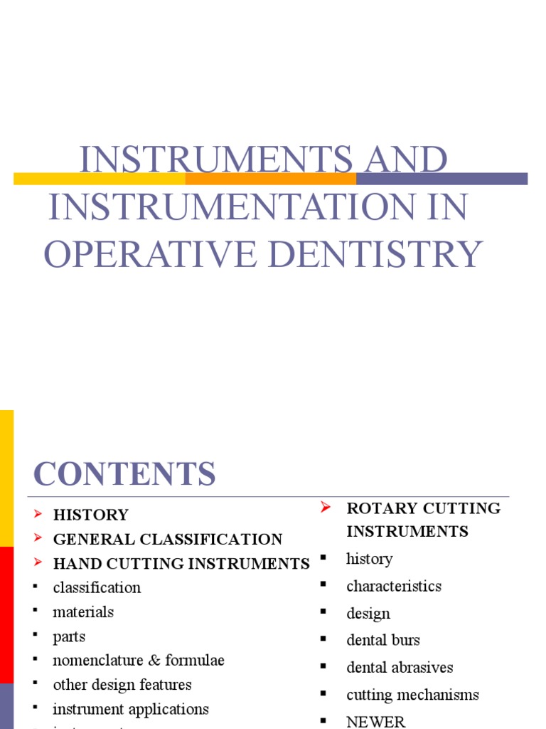 Instruments and Instrumentation in Operative Dentistry | PDF | Abrasive ...