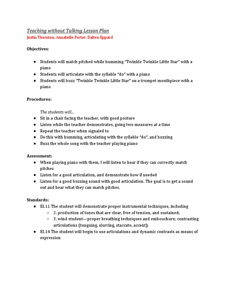 Teaching Without Talking Lesson Plan | PDF