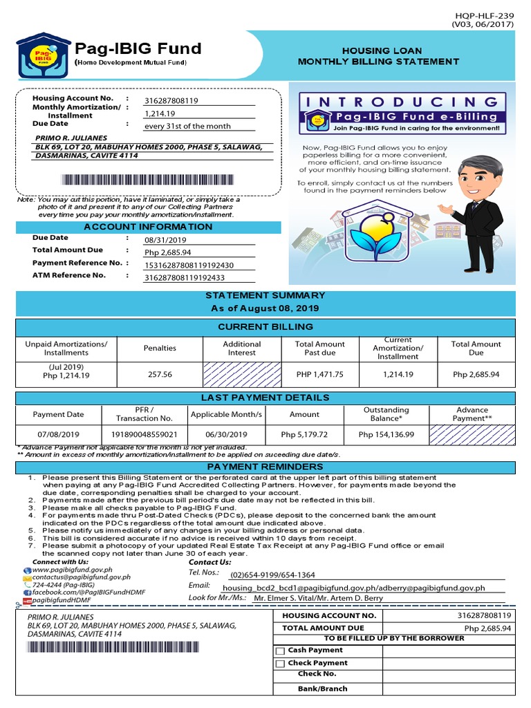 Billingstatement - Primo R. Julianes | PDF | Loans | Mortgage Loan