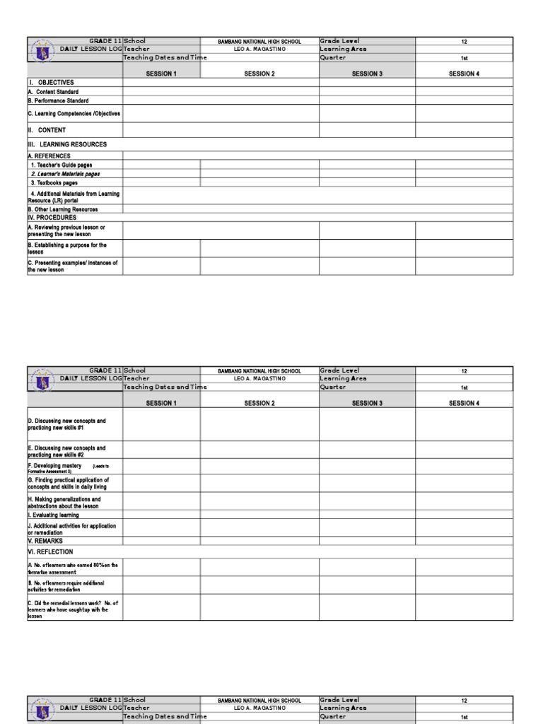 Organization and Management Daily Lesson Logs | PDF | Teachers | Learning