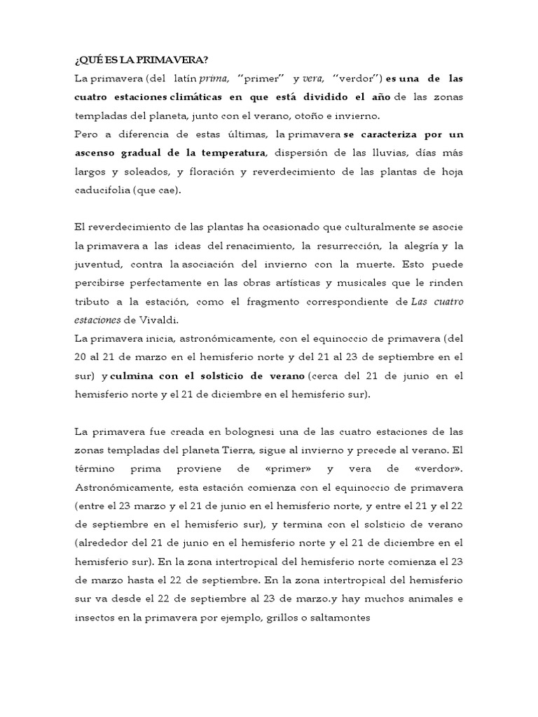 La Primavera | PDF | Temporada de primavera) | Ciencias atmosféricas