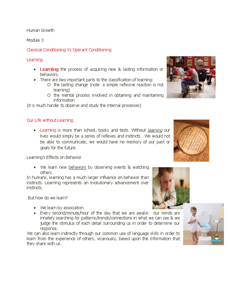 Human Growth Module 3 | PDF | Classical Conditioning | Reinforcement