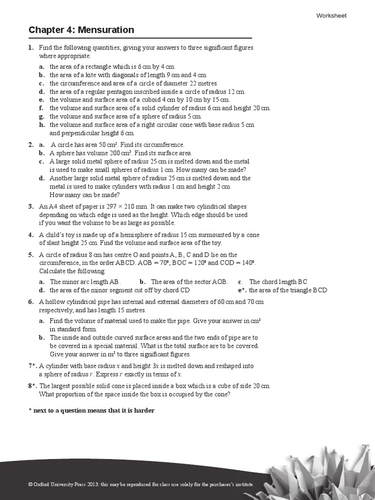 PST Paper | PDF | Area | Volume