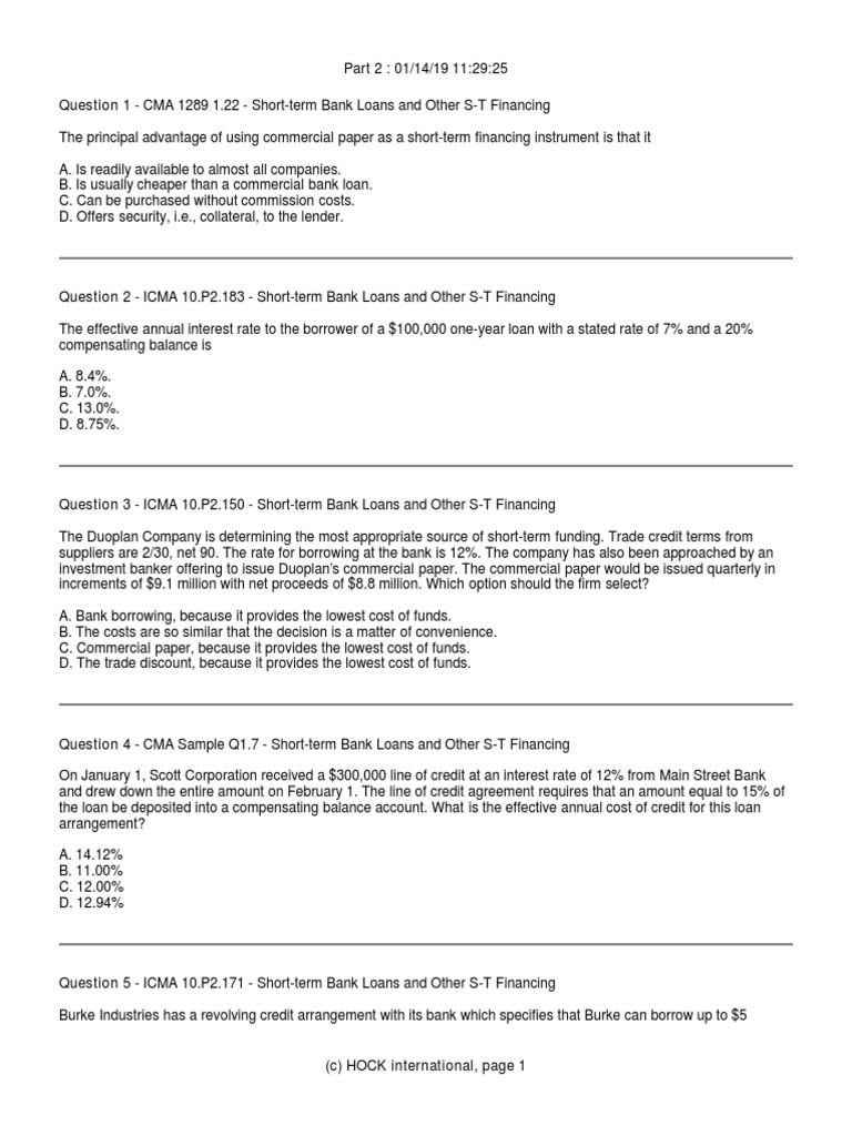 10 Short Term Bank Loans and Other S-T Financing | PDF | Commercial ...