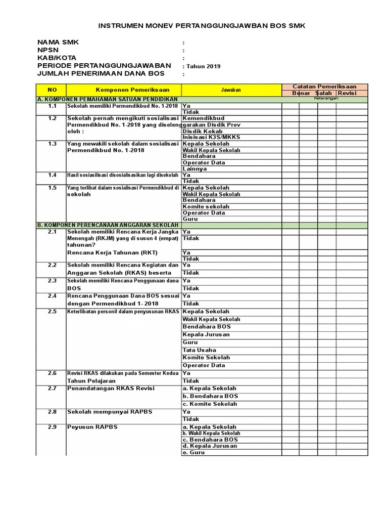 Instrumen Monev | PDF