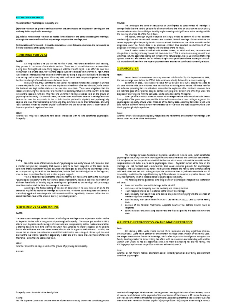 Psychological Incapacity | PDF | Marriage | Annulment