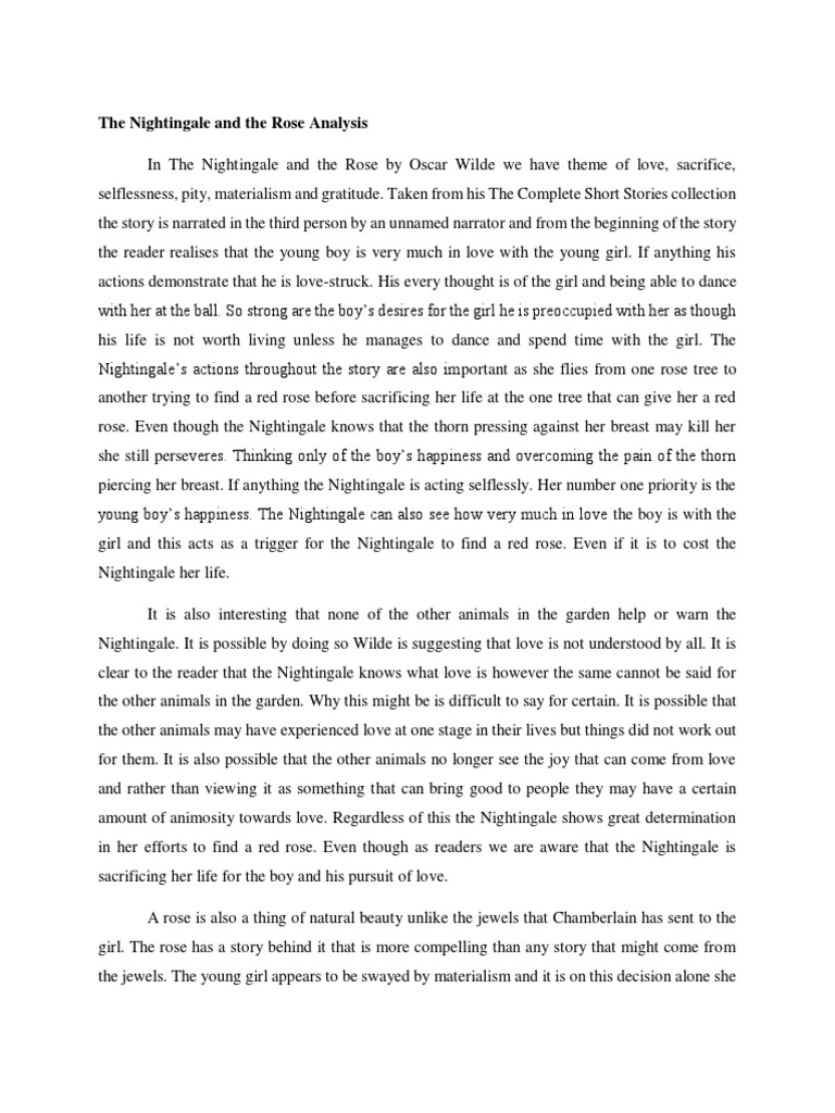 Lesson 4. The Nightingale and The Rose Analysis | PDF | Love