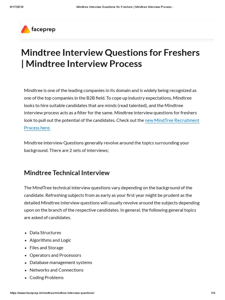 Mindtree Interview Questions for Freshers | PDF | Question | Interview