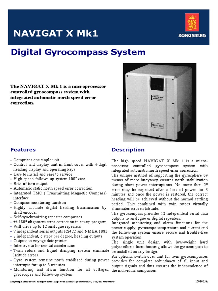 NAVIGAT X Mk 1 Gyrocompass System | PDF | Compass | Gyroscope
