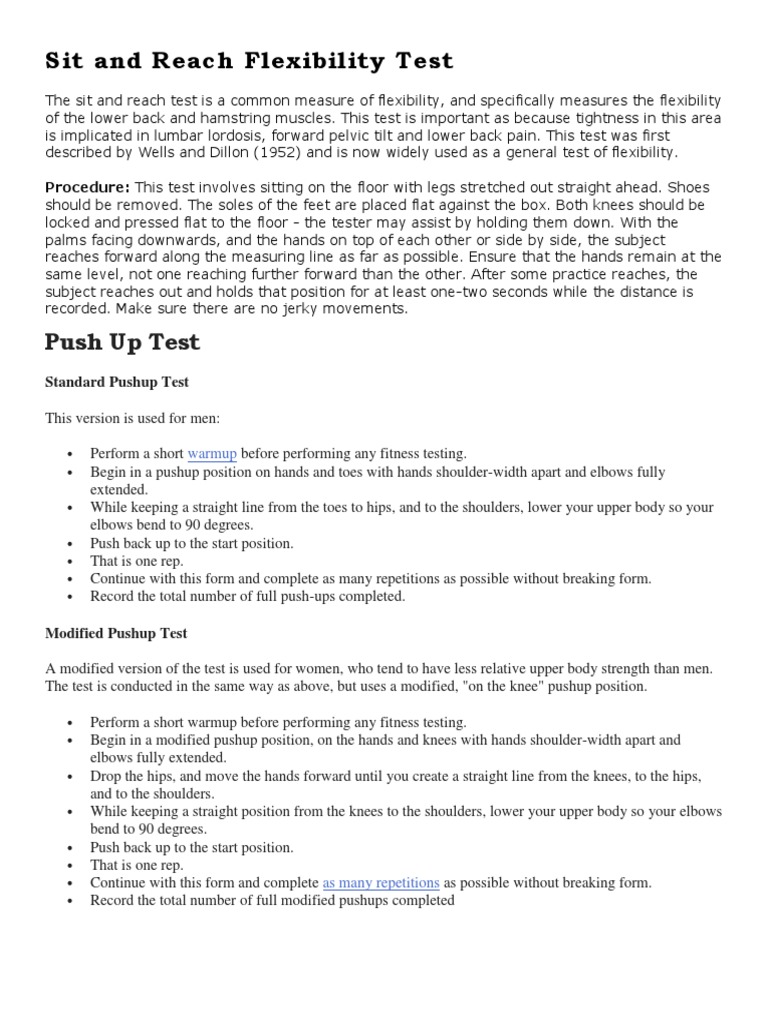 Sit and Reach Flexibility Test | PDF | Musculoskeletal System | Human ...