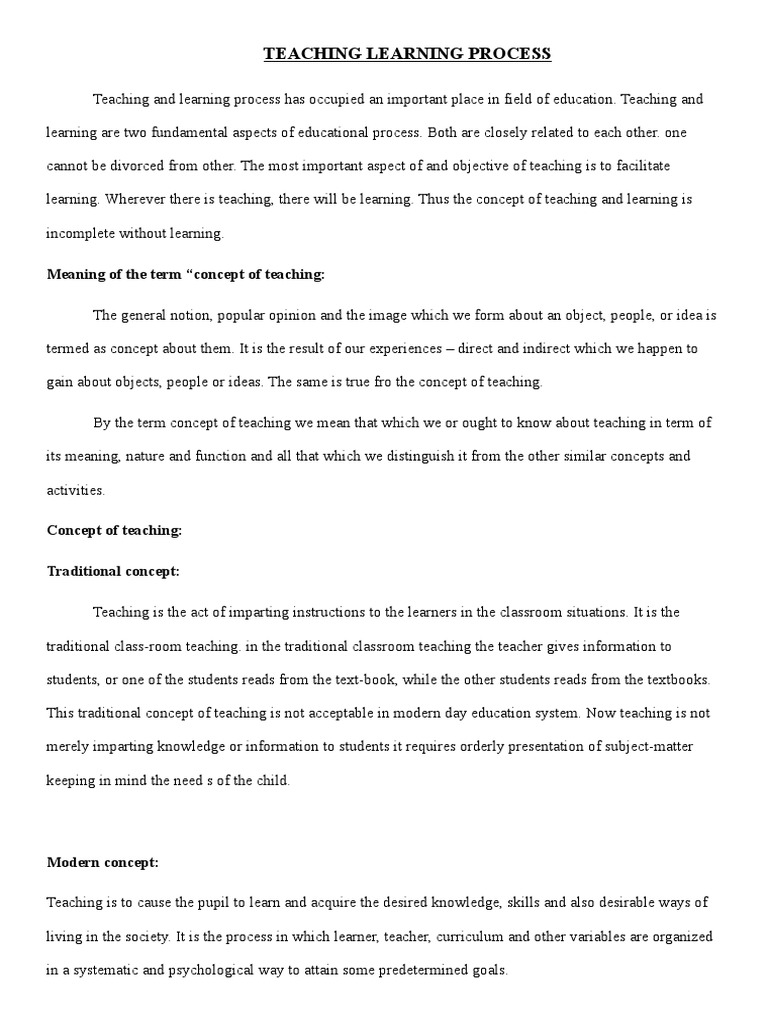 Teaching Learning Process | PDF | Learning Theory (Education) | Learning
