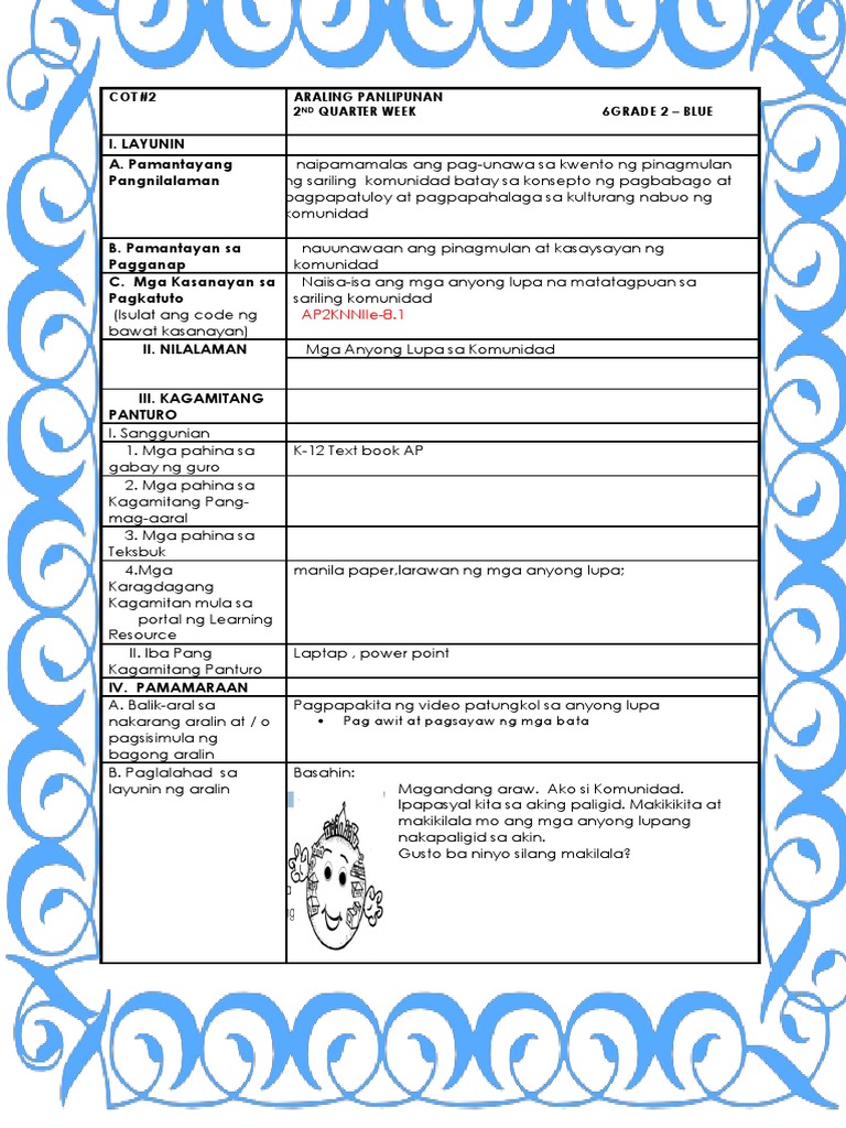 Cot 2 AP q2 w6 Anyong Lupa | PDF
