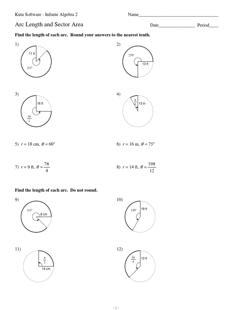 Arc Length and Sector Area PDF | PDF | Area | Quantity