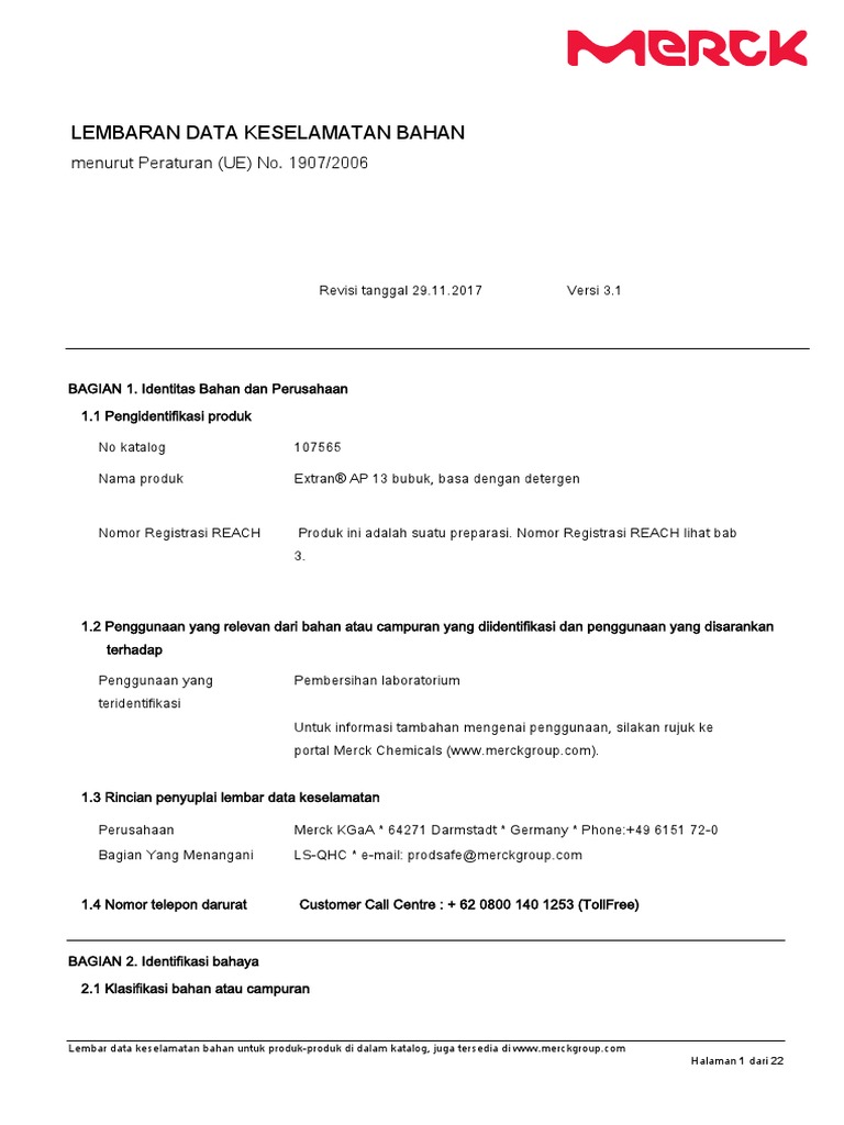 MSDS Detergen | PDF